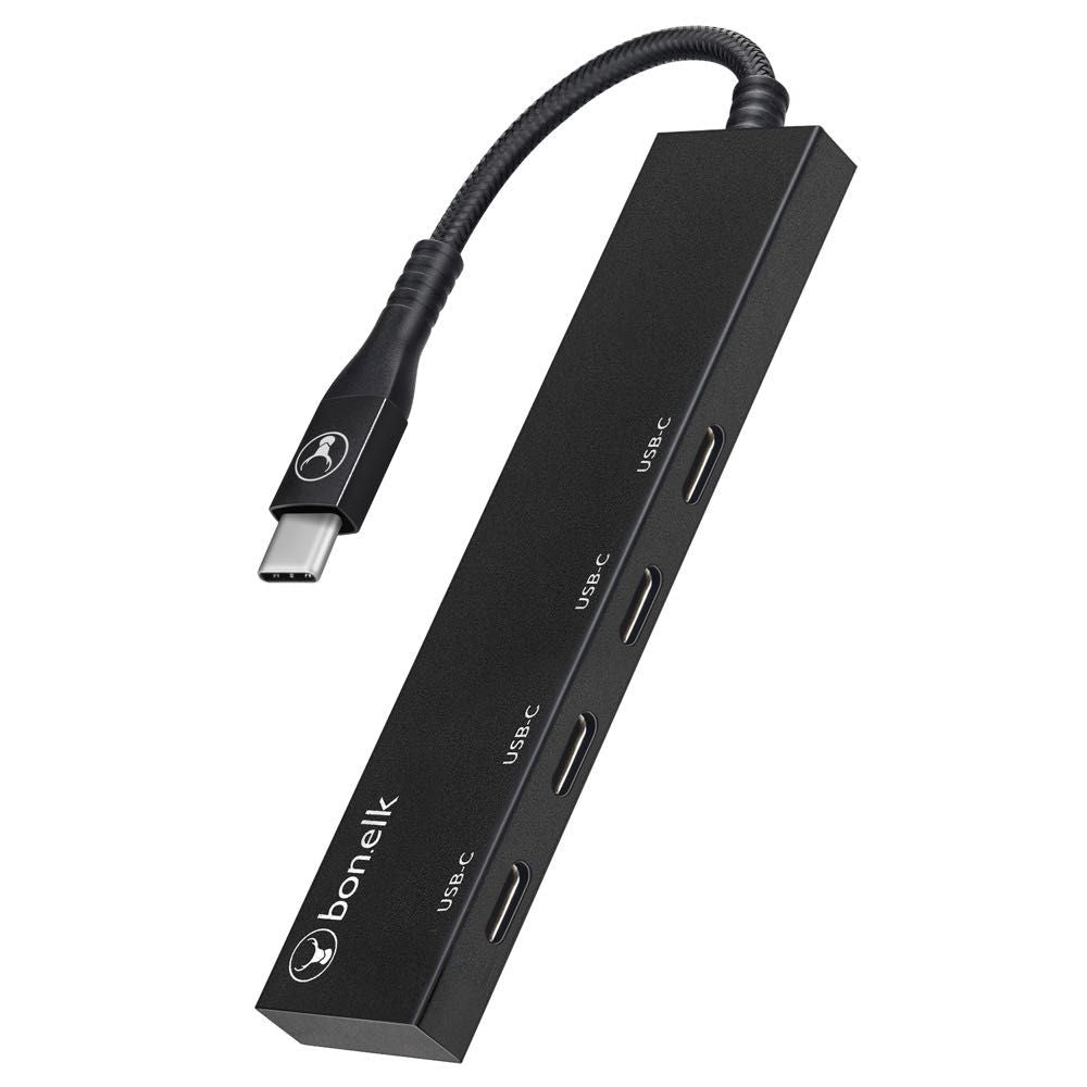 Bonelk Long-Life USB-C to 4 Port USB-C 3.0 Slim Hub (Black) – MacGear ...